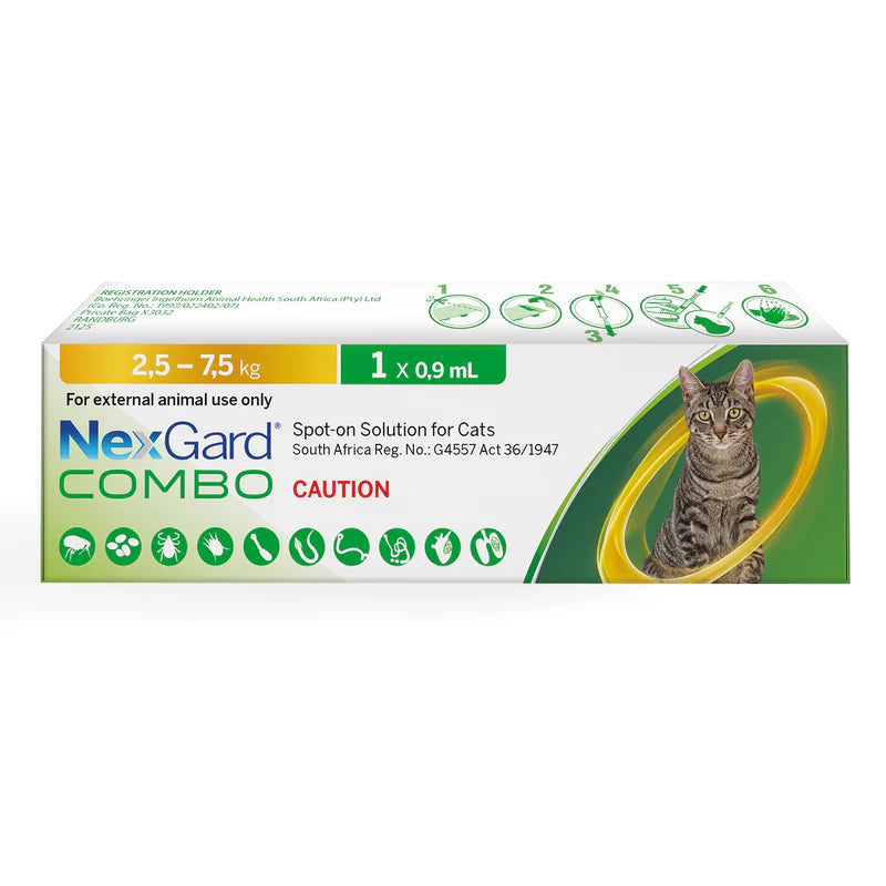 NEXGARD COMBO FELINE YELLOW LRG 2.5-7.5KG 1 X 0.9ML – Pet O' Treats